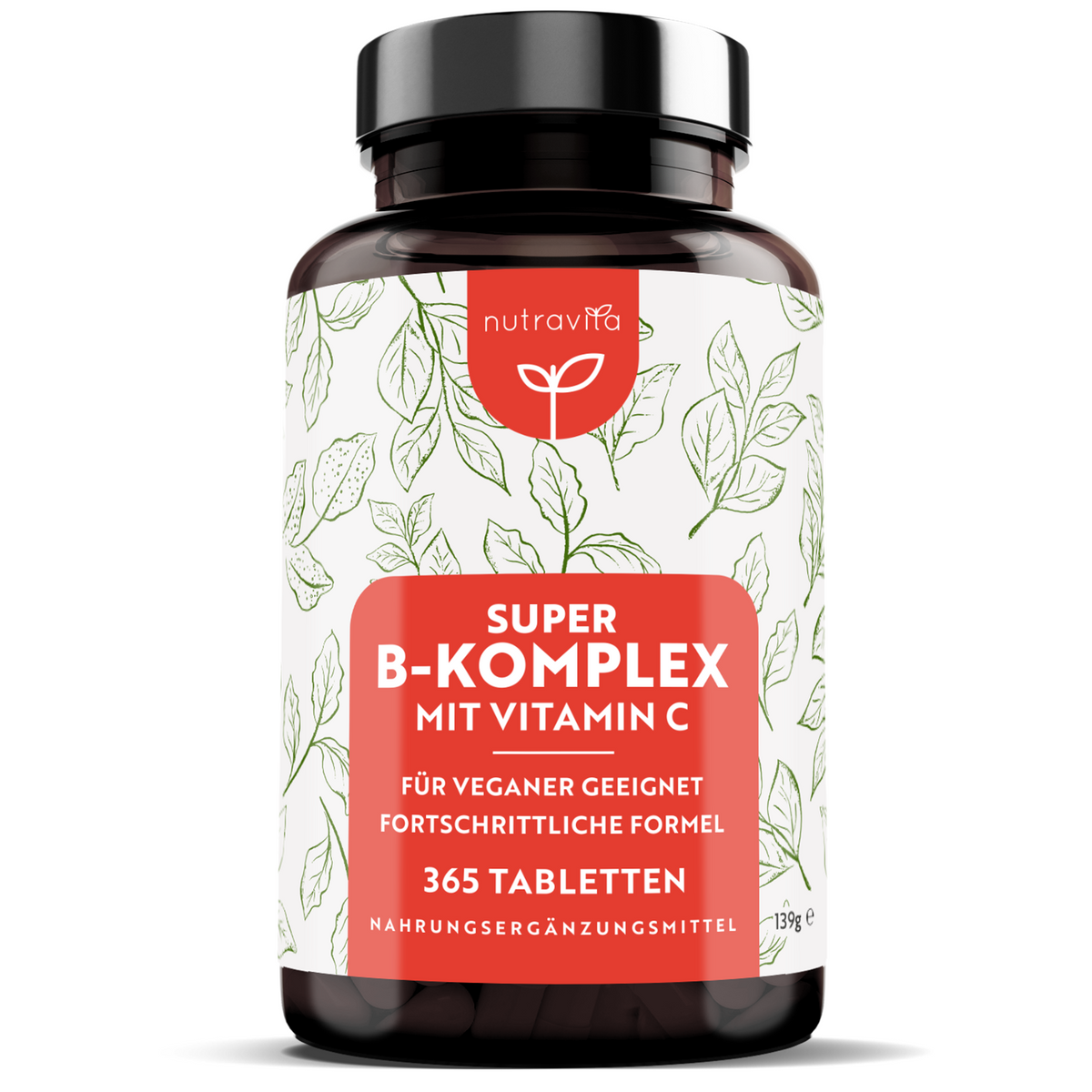 Super B Vitamin Komplex mit Vitamin C 365 Tabletten — Nutravita Deutschland