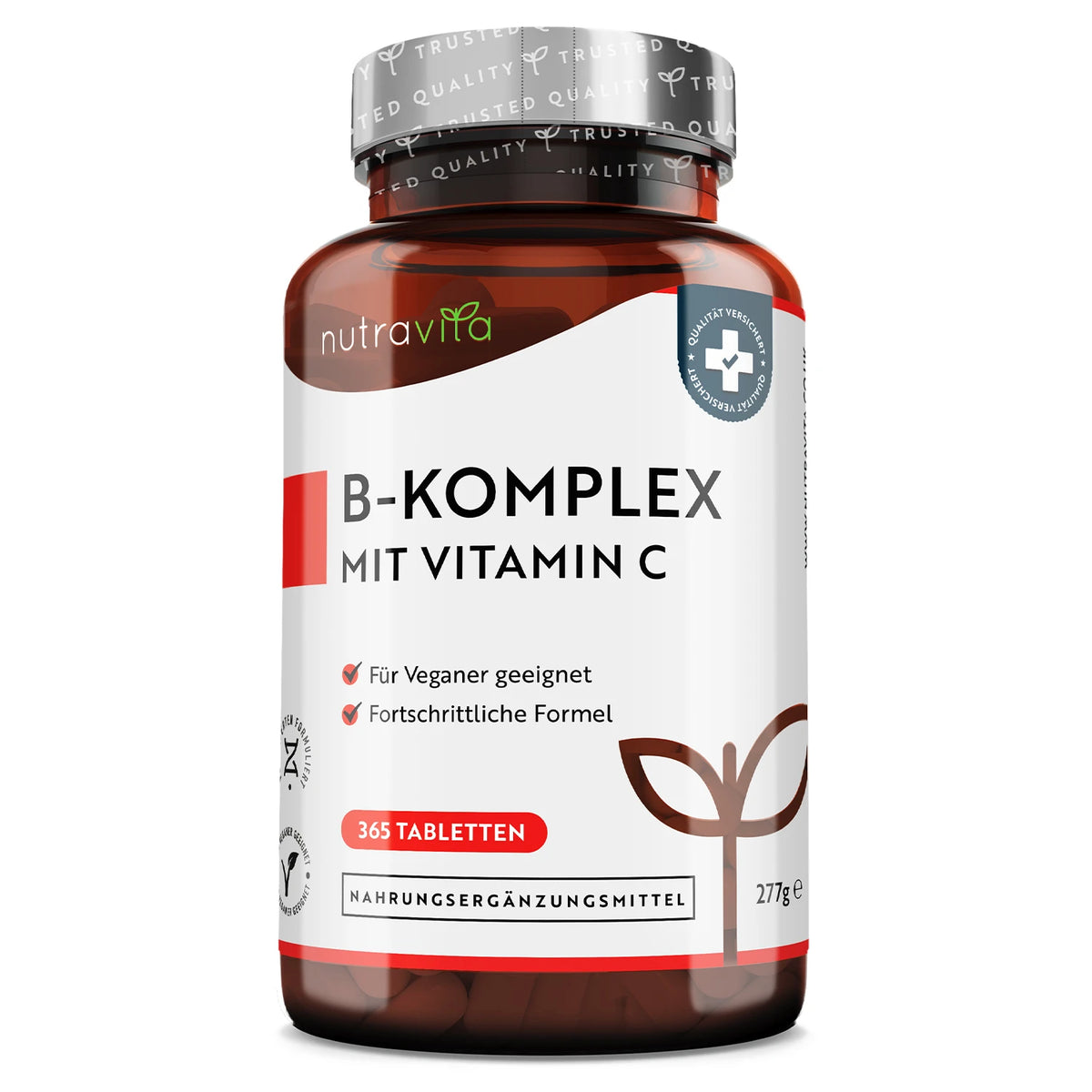Super B Vitamin Komplex mit Vitamin C 365 Tabletten — Nutravita Deutschland