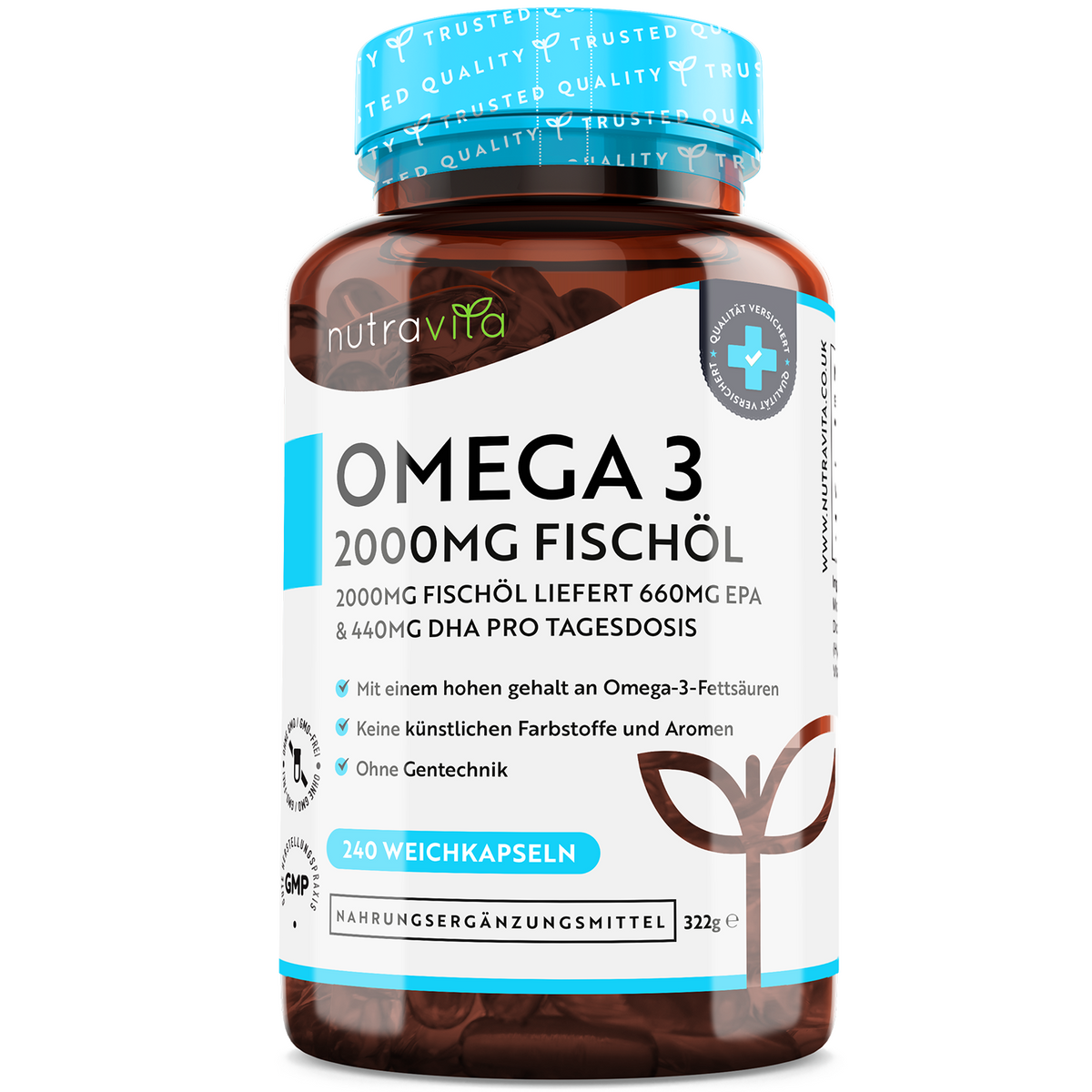 Omega 3 2000mg 240 Weichkapseln — Nutravita Deutschland